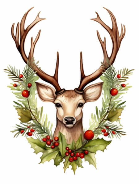 Scarica Cervo con Corona Festiva Sfondi Online - Creative Fabrica