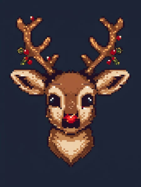 Download Pixel Art Reindeer with Festive Decorations Backgrounds Online ...
