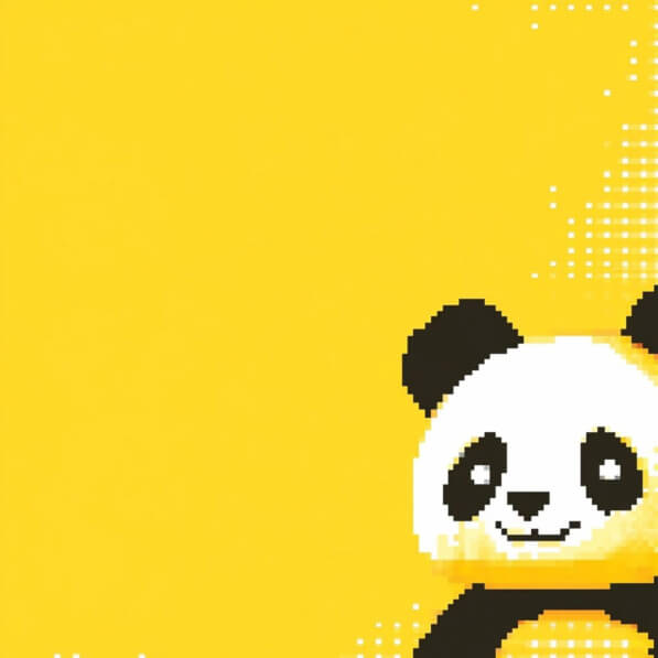 Download Playful Panda Pixel Art on Yellow Background Backgrounds ...
