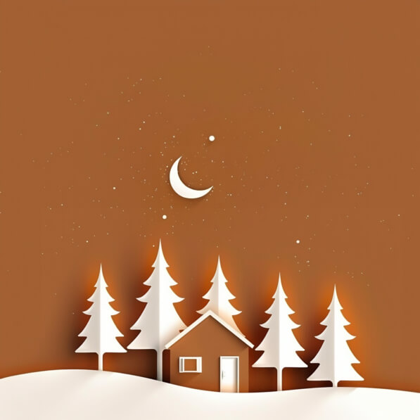 Download Winter Scene with House and Pine Trees Backgrounds Online ...