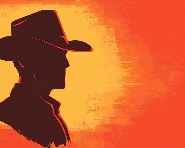 Download Stylized Cowboy Silhouette on Vibrant Background Backgrounds ...
