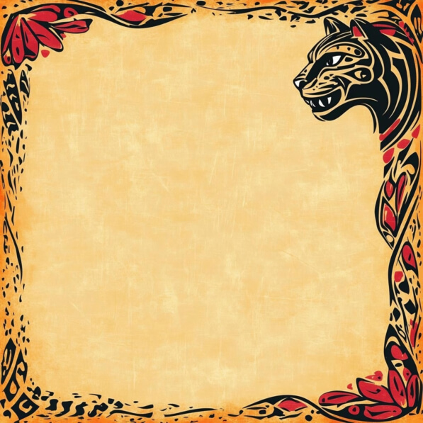 Download Decorative Tribal Border with Tiger and Leaves Backgrounds ...