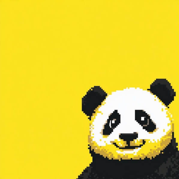 Download Pixel Art Panda on Yellow Background Backgrounds Online ...