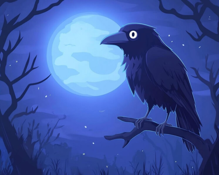 Download Stylized Raven in a Moonlit Forest Backgrounds Online ...