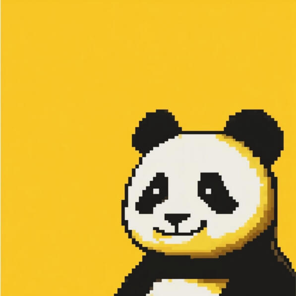 Descarga Personaje de panda pixelado sobre fondo amarillo Fondos En ...