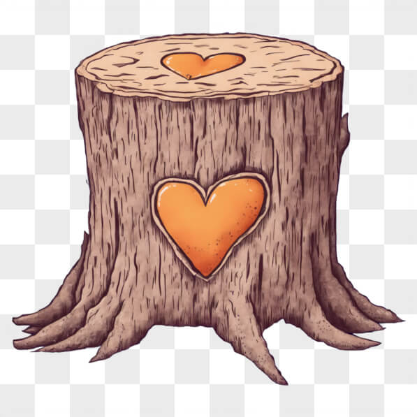 Download Wooden Tree Stump with Heart Carving Cartoons Online ...