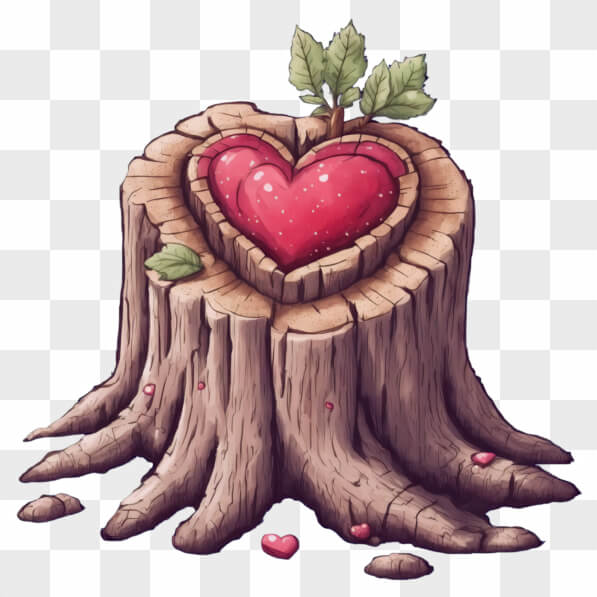 Download Heart Carved Tree Stump Cartoons Online - Creative Fabrica