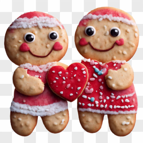Download Festive Gingerbread Couple with Heart Cookie Cartoons Online ...