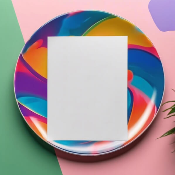 Download Colorful Abstract Plate with Blank Sheet Mockups Online ...
