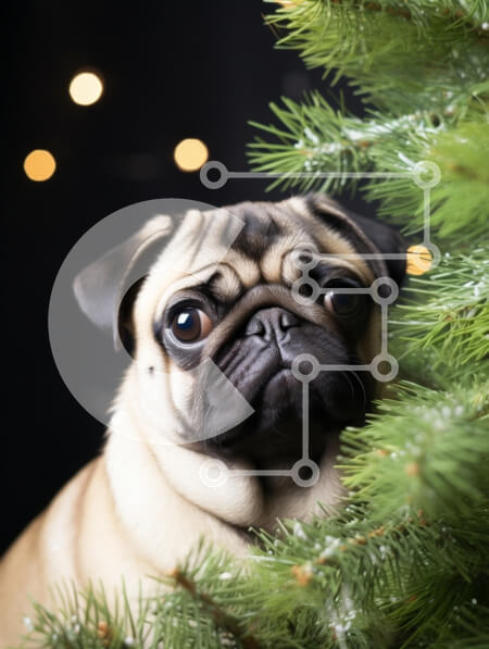 Descarga Perro Pug Mirando Detrás de una Rama de Pino Fotos de Archivo ...