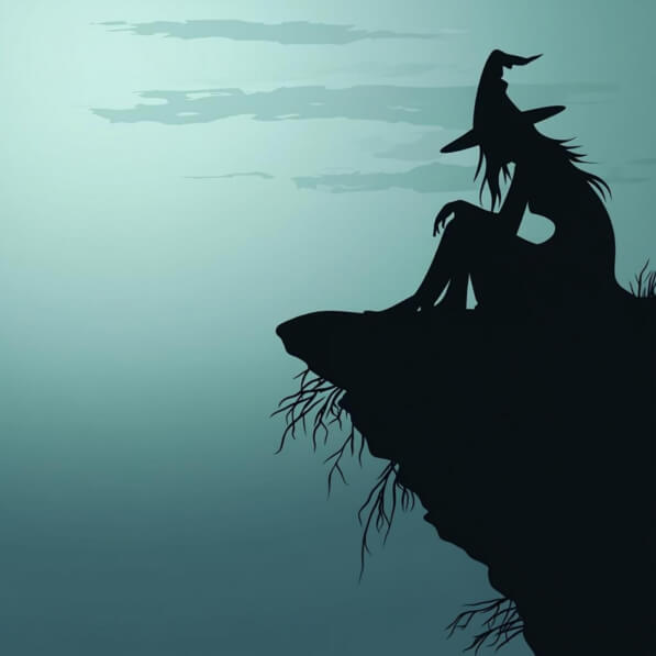 Download Witch Silhouette on a Cliff Backgrounds Online - Creative Fabrica