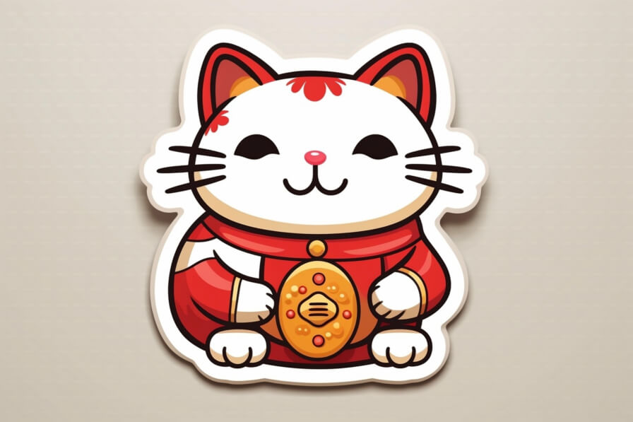 Télécharger Illustration de chat porte-bonheur en dessin animé Arrière ...