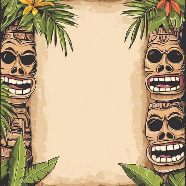 Download Tropical Themed Decorative Border with Totem Poles Backgrounds ...