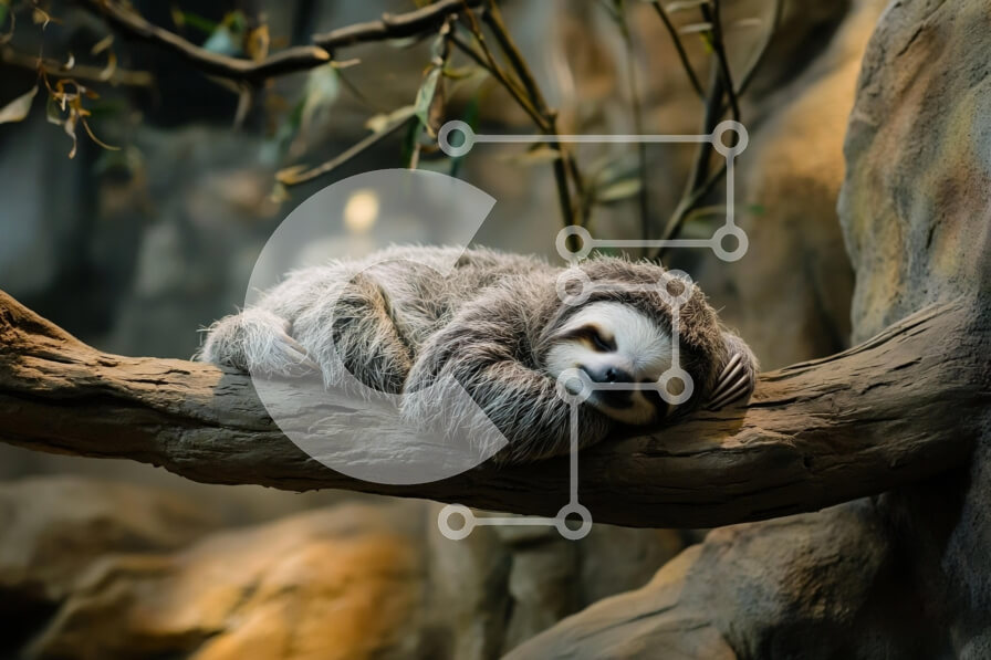 Download Sloth Resting on a Branch Stockphotos Online - Creative Fabrica