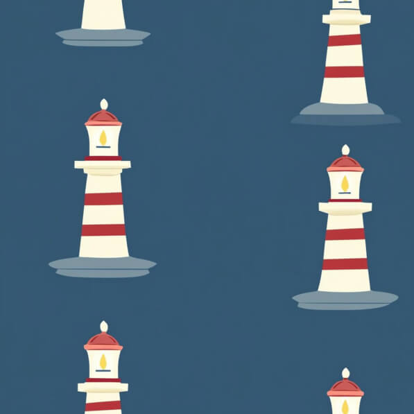 Download Pattern of Lighthouses on Blue Background Patterns Online - Creative Fabrica
