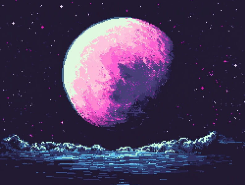 Download Pixel Art Moon in Space Backgrounds Online - Creative Fabrica