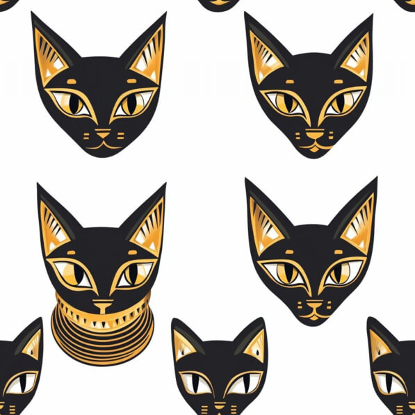 Download Stylized Black Cat Pattern Patterns Online - Creative Fabrica
