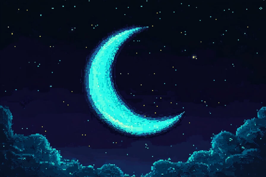 Download Pixel Art Crescent Moon in Starry Night Backgrounds Online ...
