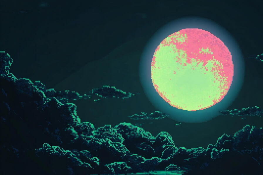 Download Pixelated Moon in Night Sky Backgrounds Online - Creative Fabrica