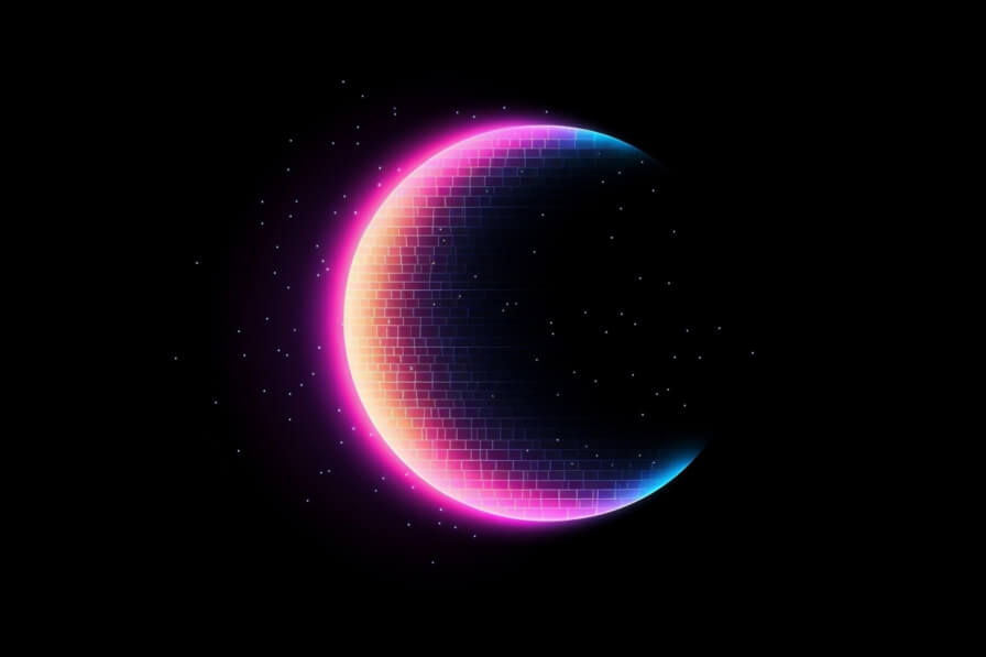 Download Stylized Crescent Moon in Vibrant Colors Backgrounds Online ...