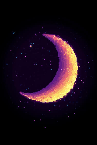Download Pixelated Crescent Moon in Starry Sky Backgrounds Online ...