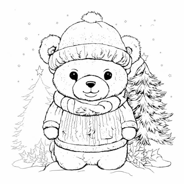 Download Cute Winter Bear Coloring Page Coloring pages Online ...