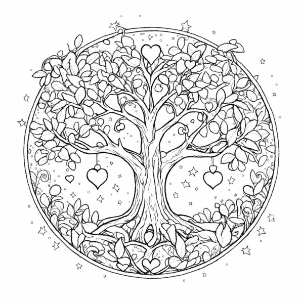 Download Whimsical Tree Illustration Coloring pages Online - Creative ...
