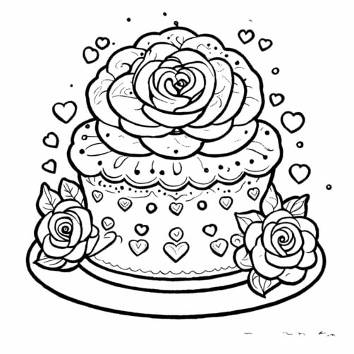 Download Wedding Cake Coloring Page with Roses Coloring pages Online ...
