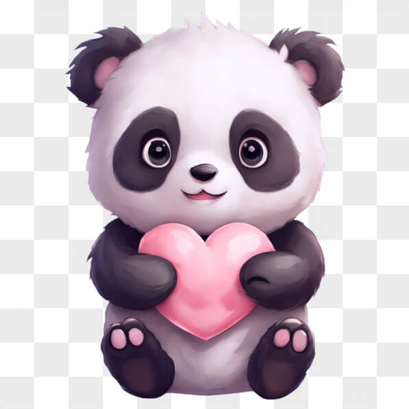 Descarga Panda Kawaii Sosteniendo un Corazón Kawaii En Línea - Creative ...