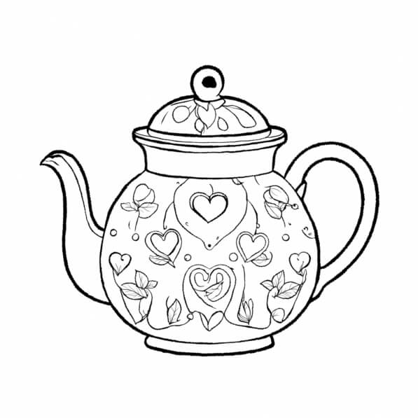 Download Decorative Teapot Outline Coloring pages Online - Creative Fabrica