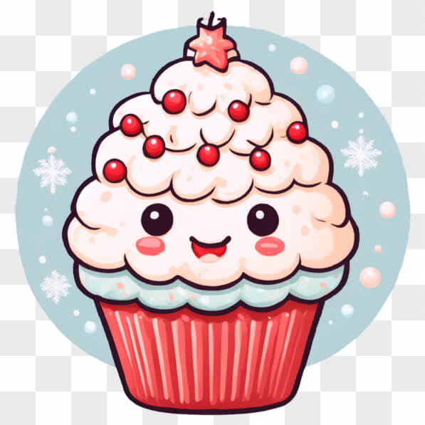 Download Kawaii Cupcake with Smiling Face and Festive Decorations ...