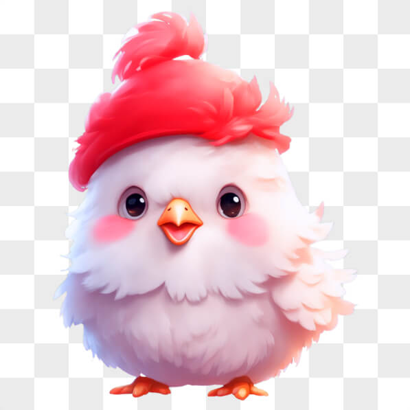 Download Kawaii Fluffy Bird Character with Red Hat Kawaii Online ...