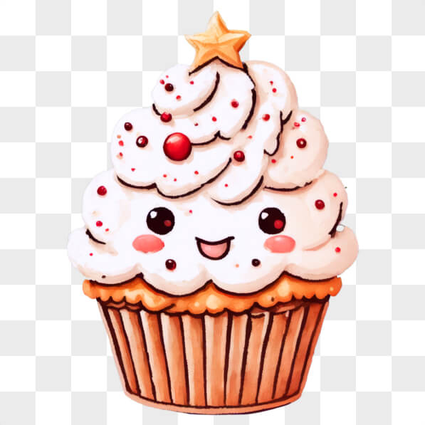 Descarga Kawaii Cupcake con Cara Sonriente y Estrella Kawaii En Línea ...