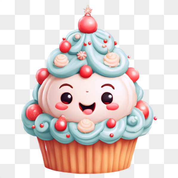Download Kawaii Cupcake with Smiling Face and Colorful Decorations ...