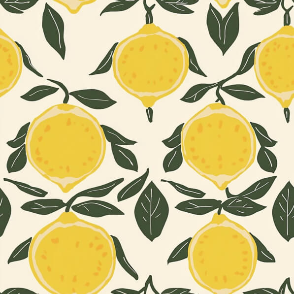 Descarga Patrón de Limones Amarillos y Hojas Verdes Patrones En Línea - Creative Fabrica