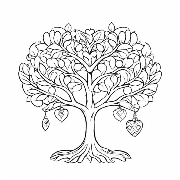Download Stylized Heart Tree Illustration Coloring pages Online ...