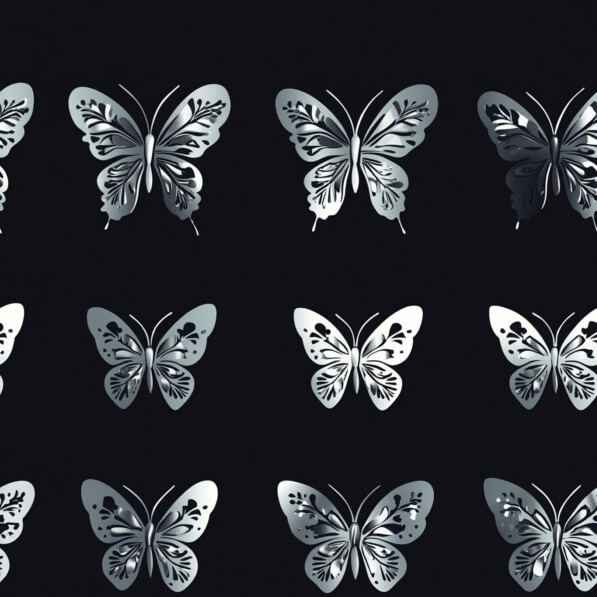 Download Stylized Silver Butterflies on Black Background Patterns ...