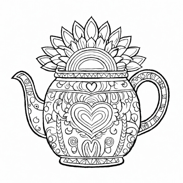 Download Intricate Teapot Design for Coloring Coloring pages Online ...