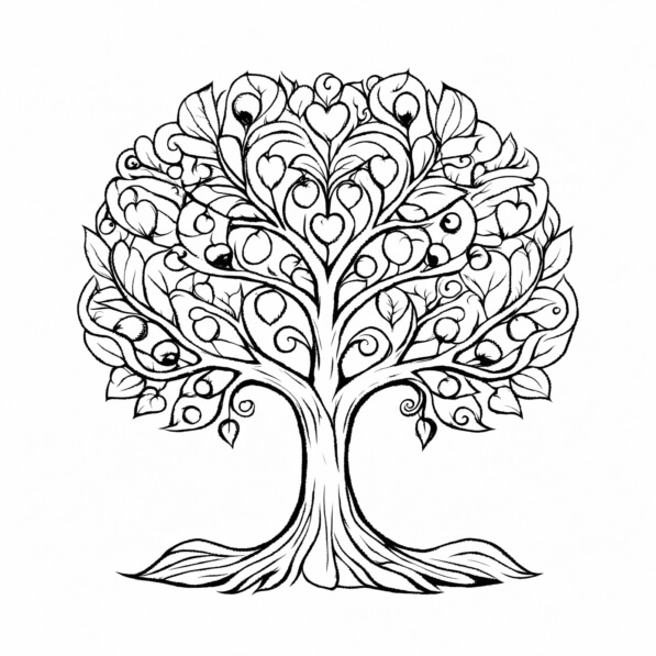 Download Intricate Tree Design Coloring pages Online - Creative Fabrica