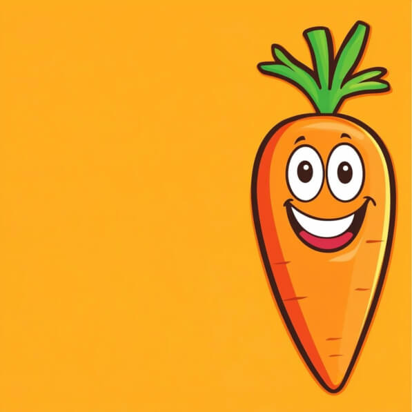 Descarga Zanahoria de dibujos animados alegre contra un fondo naranja ...