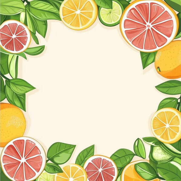 Download Citrus Fruit Border with Green Leaves Backgrounds Online ...