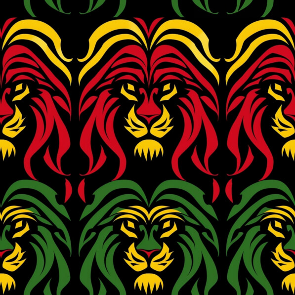 Download Stylized Lion Pattern in Red, Yellow, and Green Patterns ...
