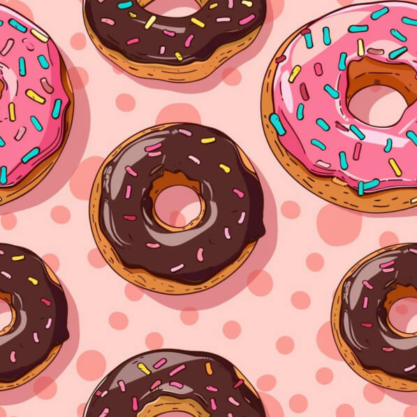 Descarga Donas Coloridas sobre Fondo Rosa Patrones En Línea - Creative ...