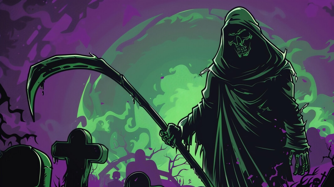 Download Eerie Graveyard with Grim Reaper Backgrounds Online - Creative ...