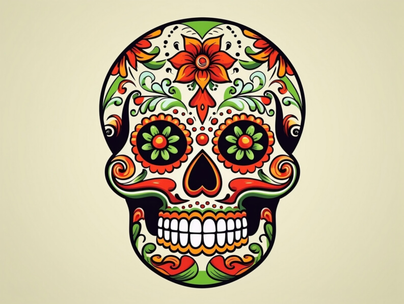 Download Colorful Sugar Skull Design Backgrounds Online - Creative Fabrica