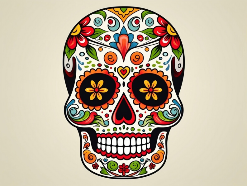 Descarga Calavera decorativa colorida Fondos En Línea - Creative Fabrica