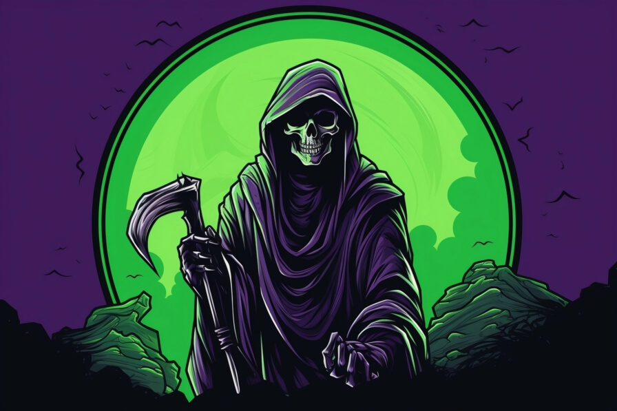 Download Stylized Grim Reaper with Green Background Backgrounds Online ...