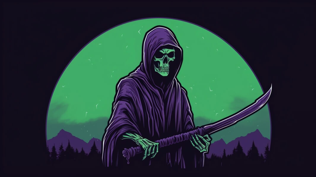 Download Grim Reaper with Sword Against Green Moon Backgrounds Online ...