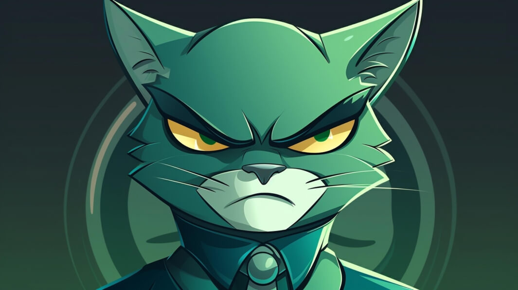 Download Stylized Green Cat Character Backgrounds Online - Creative Fabrica