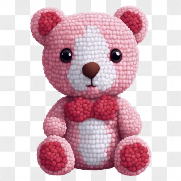 Download Cute Pink Teddy Bear Made of Puff Balls Cartoons Online ...
